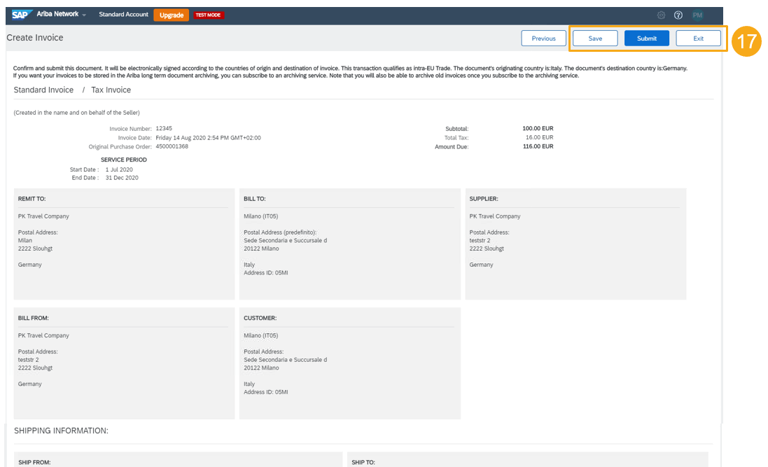 PO/BPO-based Invoice