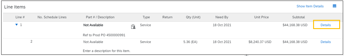 PO/BPO-based Invoice